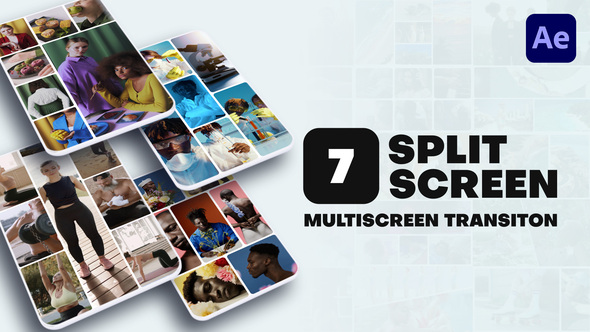 Vertical Multiscreen Transition - 7 Split Screen, After Effects Project Files
